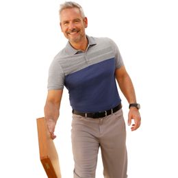 Marco Donati Herren Kurzarmshirt mit Kontrast-Dessin grau-rauchblau-meliert Gr&ouml;&szlig;e 44/46