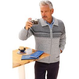 Marco Donati Herren Strickjacke mit Rei&szlig;verschluss grau-meliert Gr&ouml;&szlig;e 54
