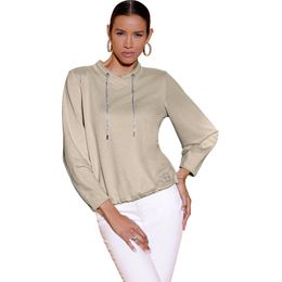 CR&Eacute;ATION L Damen Sweatshirt mit Ballon-&Auml;rmeln sand-silberfarben Gr&ouml;&szlig;e 50