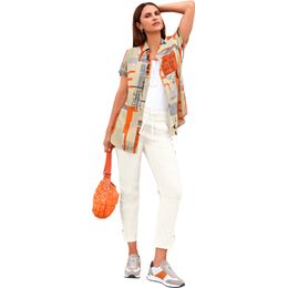 CR&Eacute;ATION L Damen Longbluse in grafischem Dessin orange-sand-bedruckt Gr&ouml;&szlig;e 52