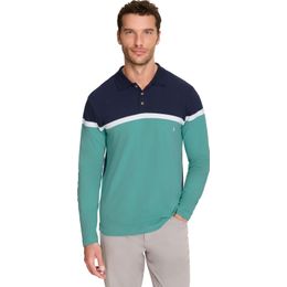 Catamaran Herren Langarm-Poloshirt im Colour Blocking-Dessin marine-salbei Gr&ouml;&szlig;e 56/58