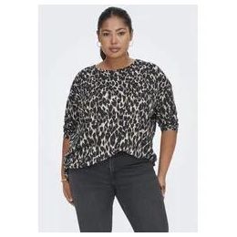 3/4-Arm-Shirt Only CARMAKOMA "CARALBA 3/4 TOP", Damen, Gr. XL, braun (braun leo), Jersey, Obermaterial: 95% Polyester, 5% Elasthan, animal-print, figurumspielend kniefrei, Rundhals, Shirts 3/4-Arm-Shirt, Topseller