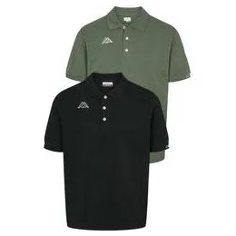 Kurzarmhemd Kappa "Kappa Polo shirt KMLogo Maltaxita 2-Pack", Herren, Gr. S, Normalgr&ouml;&szlig;en, 2schwarz, gr&uuml;n schwarzish, Obermaterial: 100% Baumwolle, Hemden