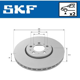 SKF Bremsscheibe VKBD 80074 V2 vorne rechts links bel&uuml;ftet 288mm f&uuml;r SKODA VW SEAT AUDI 1J0615301C 1J0615301S 6R0615301A