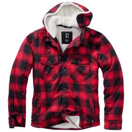Brandit Hooded Lumberjacket mit Teddyfutter red/black, Gr&ouml;&szlig;e S