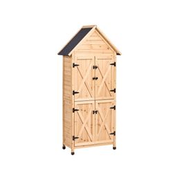 Beliani Ger&auml;tehaus mit Holzunterstand SENIGA in /Schwarz - (W) 85 x (H) 183 x (L) 46 cm | Gr.: onesize