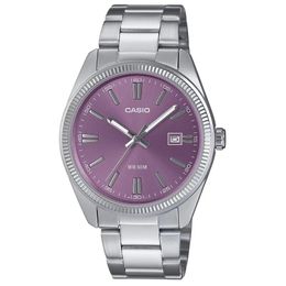 Casio Armbanduhr in Unisexgr&ouml;&szlig;e Quarz Stahl/Lila Violett / Silber | Gr.: onesize