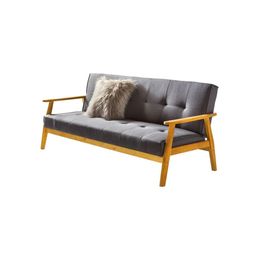 Salesfever Schlafsofa modern 3-Sitzer mit Massivholz und Bezug aus Webstoff in Dunkelgrau | Gr.: onesize