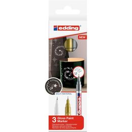 Glanzlack-Marker Edding 780 0,8mm wei&szlig;, gold, silber Packung mit 3 St... | Gr.: onesize