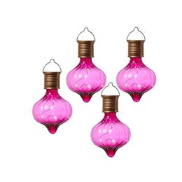MARELIDA 4er Set LED Solar Gl&uuml;hbirnen orient H: 11,7cm in pink | Gr.: onesize
