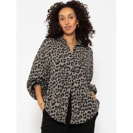 SASSYCLASSY Oversize Musselin Bluse in Taupe, Leo | Gr.: onesize