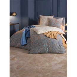 WITT WEIDEN Bettw&auml;sche in champagner-royalblau-bedruckt | Gr.: 135-x-200-plus-80-x-80-cm