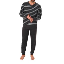 Normann Langarm Schlafanzug Pyjama B&uuml;ndchen Streifen in anthrazit | Gr.: 58