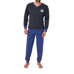 Normann Langarm Schlafanzug Pyjama B&uuml;ndchen Streifen in blau | Gr.: 58