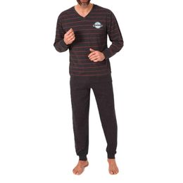 Normann Langarm Schlafanzug Pyjama B&uuml;ndchen Streifen in rot | Gr.: 50