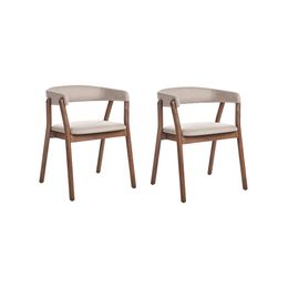 Beliani 2er-Set Esszimmerstuhl MYLO in Beige/Braun | Gr.: onesize