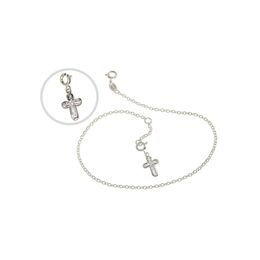 SILBERKETTEN-STORE 925 Silber Fu&szlig;kette mit Anh&auml;nger "Kreuz" | Gr.: 23