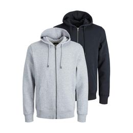 Jack & Jones Jack & Jones Sweatjacke / Hoodie Star in Schwarz / hellgrau | Gr.: M