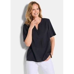GOLDNER Blusenshirt mit feiner Streifenstruktur in schwarz | Gr.: 46