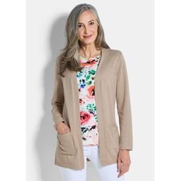 GOLDNER Kurzgr&ouml;&szlig;e: Cardigan Elegante Strickjacke mit Kaschmir in beige | Gr.: 19