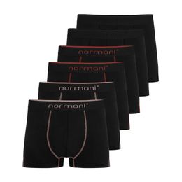 Normani 6x Herren Baumwoll-Boxershorts in Schwarz/Rot/Lachs | Gr.: L