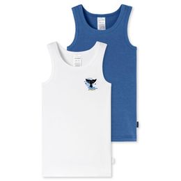 Schiesser Unterhemd Fine Rib Multi in blau, wei&szlig; | Gr.: 98