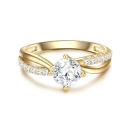 Trilani Ring aus Sterling Silber mit Zirkonia in gelbgold | Gr.: 54