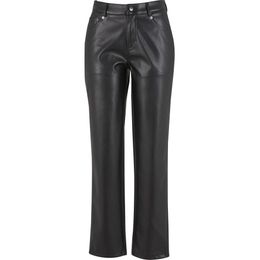 Urban Classics Ladies Straight Leg Synthetic Leather Pants in black | Gr.: 31