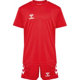 T-Shirt & Shorts Hummel "HMLLOGO SET KIDS", Kinder, Gr. 140, true rot, Jersey, Obermaterial: 100% Polyester, KOB Set-Artikel, mit elastischem Bund, aus Polyester, pflegeleicht, sportlicher Stil