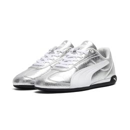 Sneaker Puma "Replicatch Metallic Whisper Sneakers Damen", Herren, Gr. 42, silber wei&szlig; metallic, Obermaterial: Textil, Synthetik. Futter: Textil. Innensohle: Textil. Laufsohle: Gummi, Schuhe Sneaker