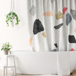 Duschvorhang Wei&szlig;er Terrazzo mit Goldsteinchen