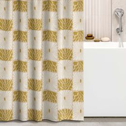 Duschvorhang Retro Blumen Muster Beige