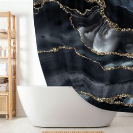 Duschvorhang Schwarz mit Glitzer Gold