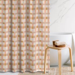 Duschvorhang Retro Karomuster Rose Ocker