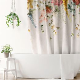 Duschvorhang Rankende Blumen Aquarell Vintage