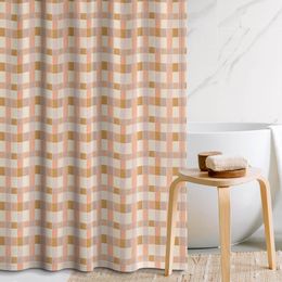 Duschvorhang Retro Karomuster Rose Ocker