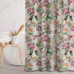 Duschvorhang Tropische Blumen vor Mint