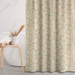 Duschvorhang Retro Bl&uuml;ten Muster Beige