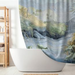 Duschvorhang Urzeitliche Landschaft Vintage