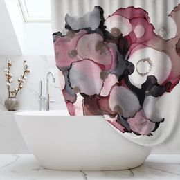 Duschvorhang Pink-Beige Tropfen mit Ros&eacute;gold