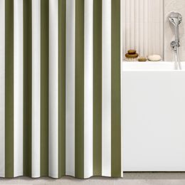 Duschvorhang L&auml;ngsstreifen in Olive Gr&uuml;n