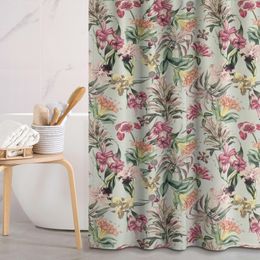 Duschvorhang Tropische Blumen vor Mint