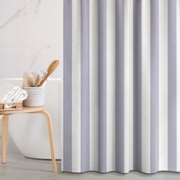 Duschvorhang L&auml;ngsstreifen in Pastell grauem Violett