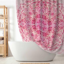 Duschvorhang Mandala Aquarell Ornament pink