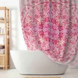 Duschvorhang Mandala Aquarell Ornament pink