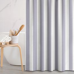 Duschvorhang L&auml;ngsstreifen in Pastell grauem Violett