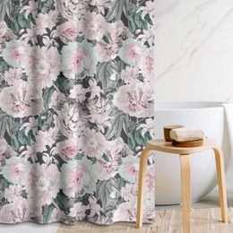 Duschvorhang Nostalgische Pfingstrosen in Pastell Rosa