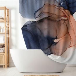 Duschvorhang Ozeantropfen Blau-Orange mit Gold