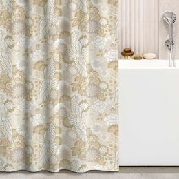 Duschvorhang Kraniche und Chrysanthemen Beige