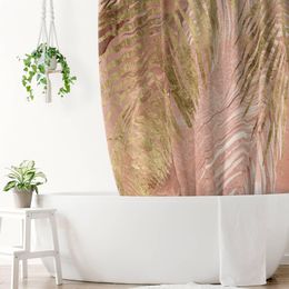 Duschvorhang Palmenbl&auml;tter Rosa und Gold III